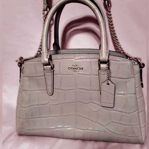 Bags | Coach Embossed Leather Crocodile Purse In Sage Blue | Poshmark